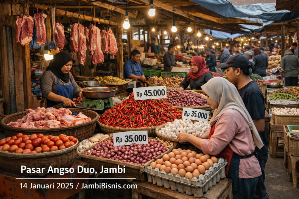 Harga Bahan Pokok di Pasar Angso Duo Jambi Relatif Terkendali | jambisnis